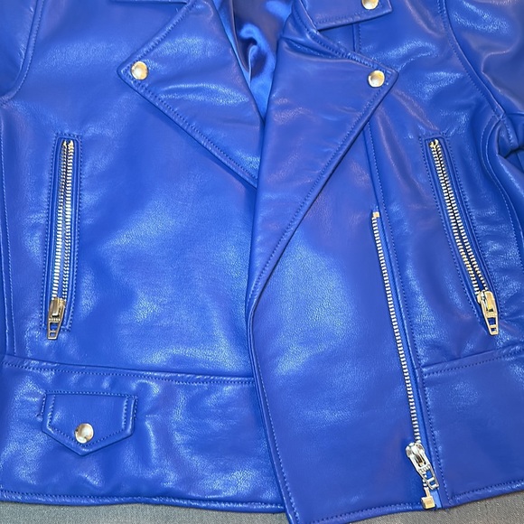 Blank NYC | Jackets & Coats | Nwot Blue Moto Faux Leather Jacket With ...